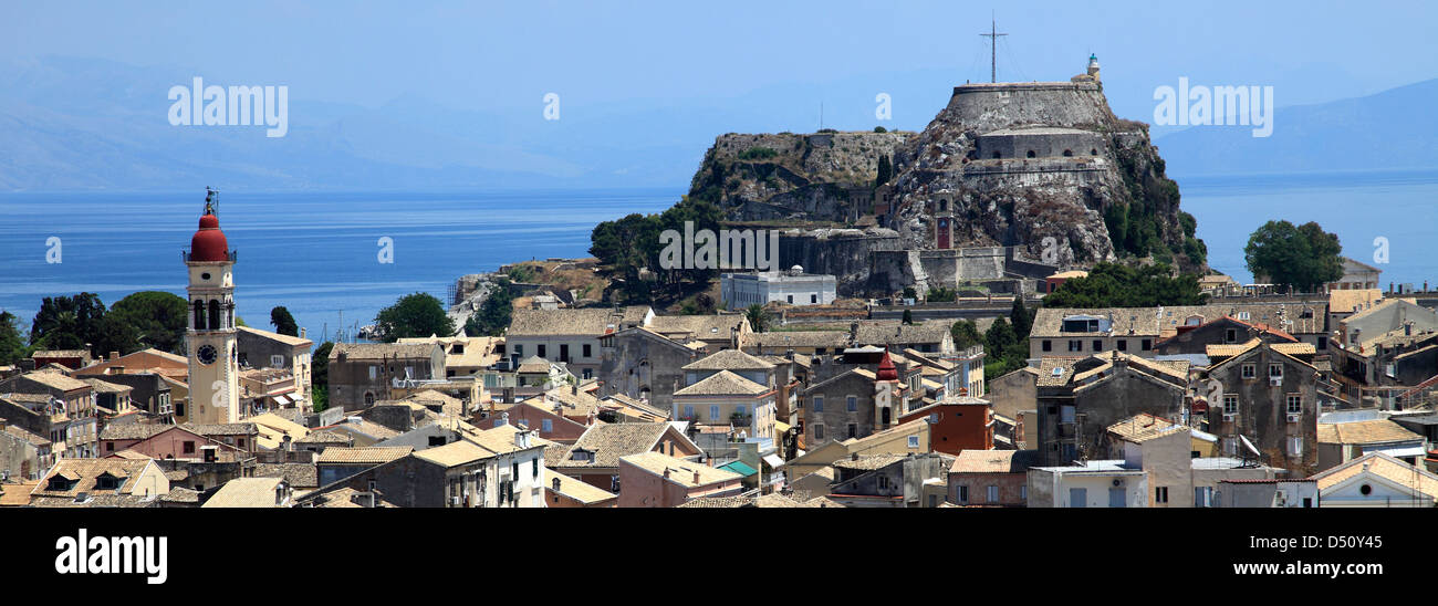 Rooftop view over Corfu town a UNESCO World Heritage city, Corfu Island ...