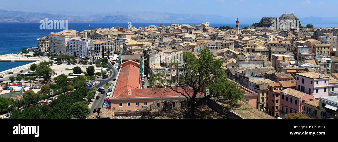 Rooftop view over Corfu town a UNESCO World Heritage city, Corfu Island ...