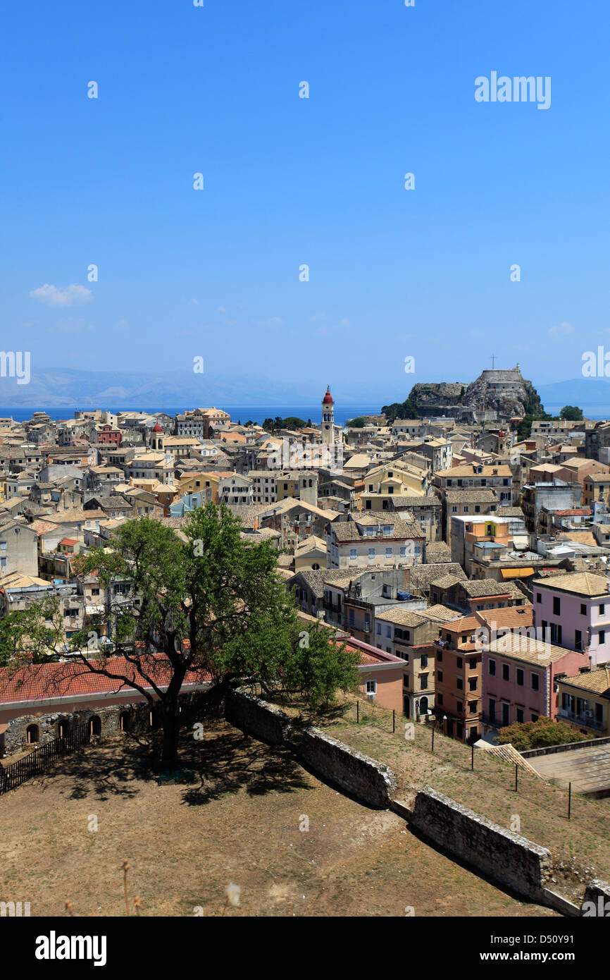 Rooftop view over Corfu town a UNESCO World Heritage city, Corfu Island ...