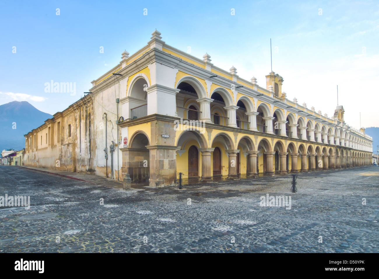 Yellow and white baroque style building. Palacio de los Capitans ...