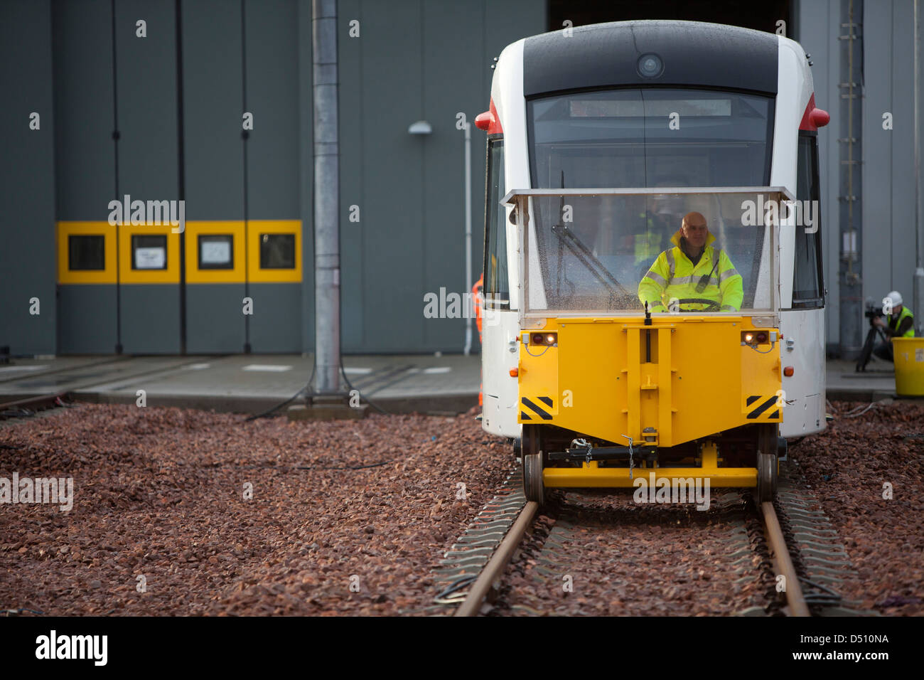 Edinburgh Trams at the Gogar tram depot Stock Photo - Alamy