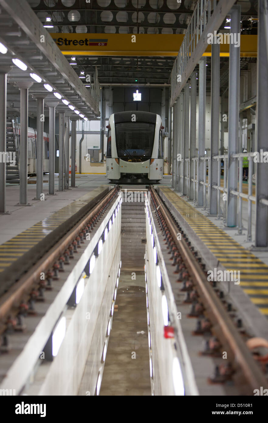 Edinburgh Trams at the Gogar tram depot Stock Photo - Alamy