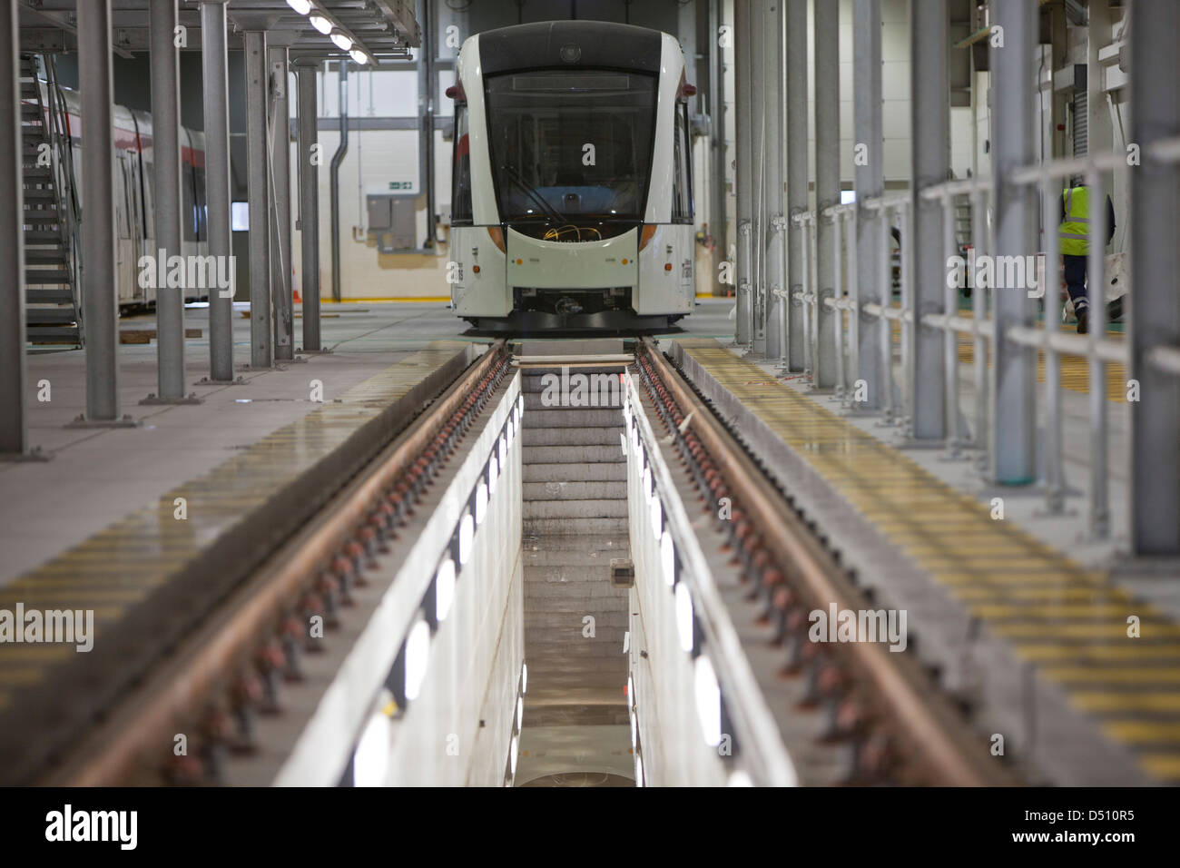 Edinburgh Trams at the Gogar tram depot Stock Photo - Alamy