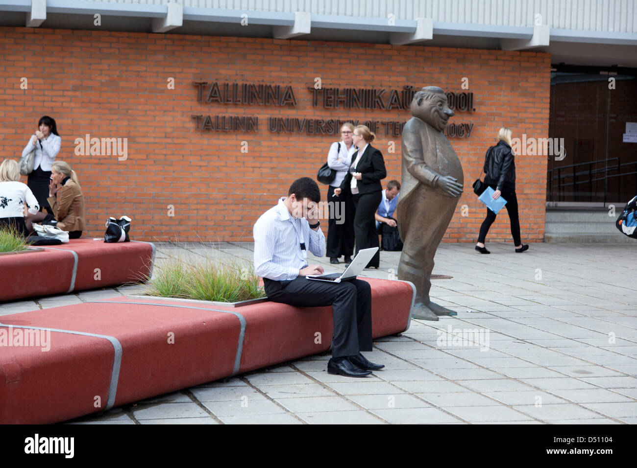 Tallinn, Estonia, students at the main entrance of the Tallinn ...