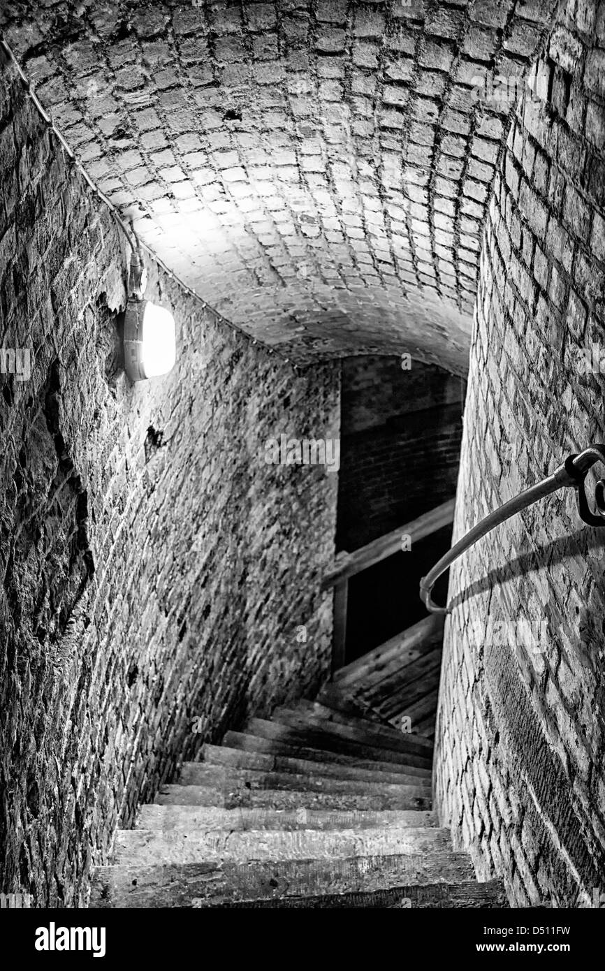 Walled steps leading down to a cellar Stock Photo - Alamy