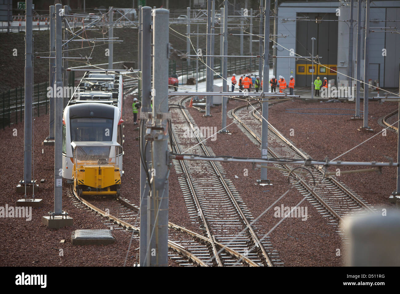 Edinburgh Trams at the Gogar tram depot Stock Photo - Alamy
