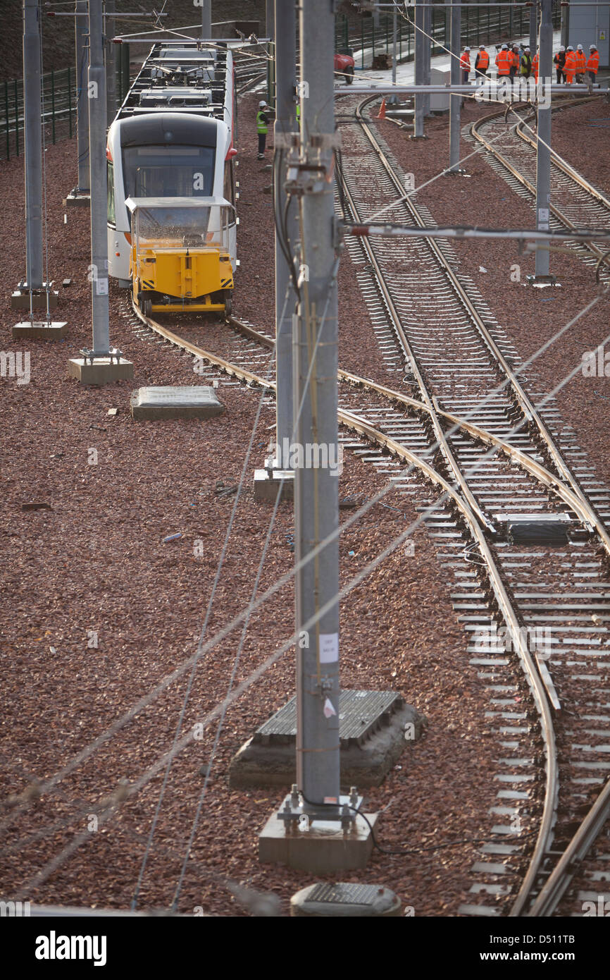 Edinburgh Trams at the Gogar tram depot Stock Photo - Alamy