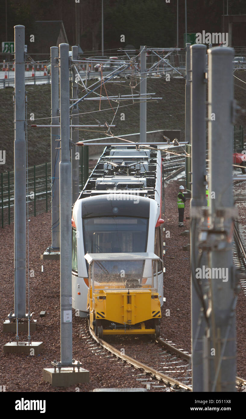 Edinburgh Trams at the Gogar tram depot Stock Photo - Alamy