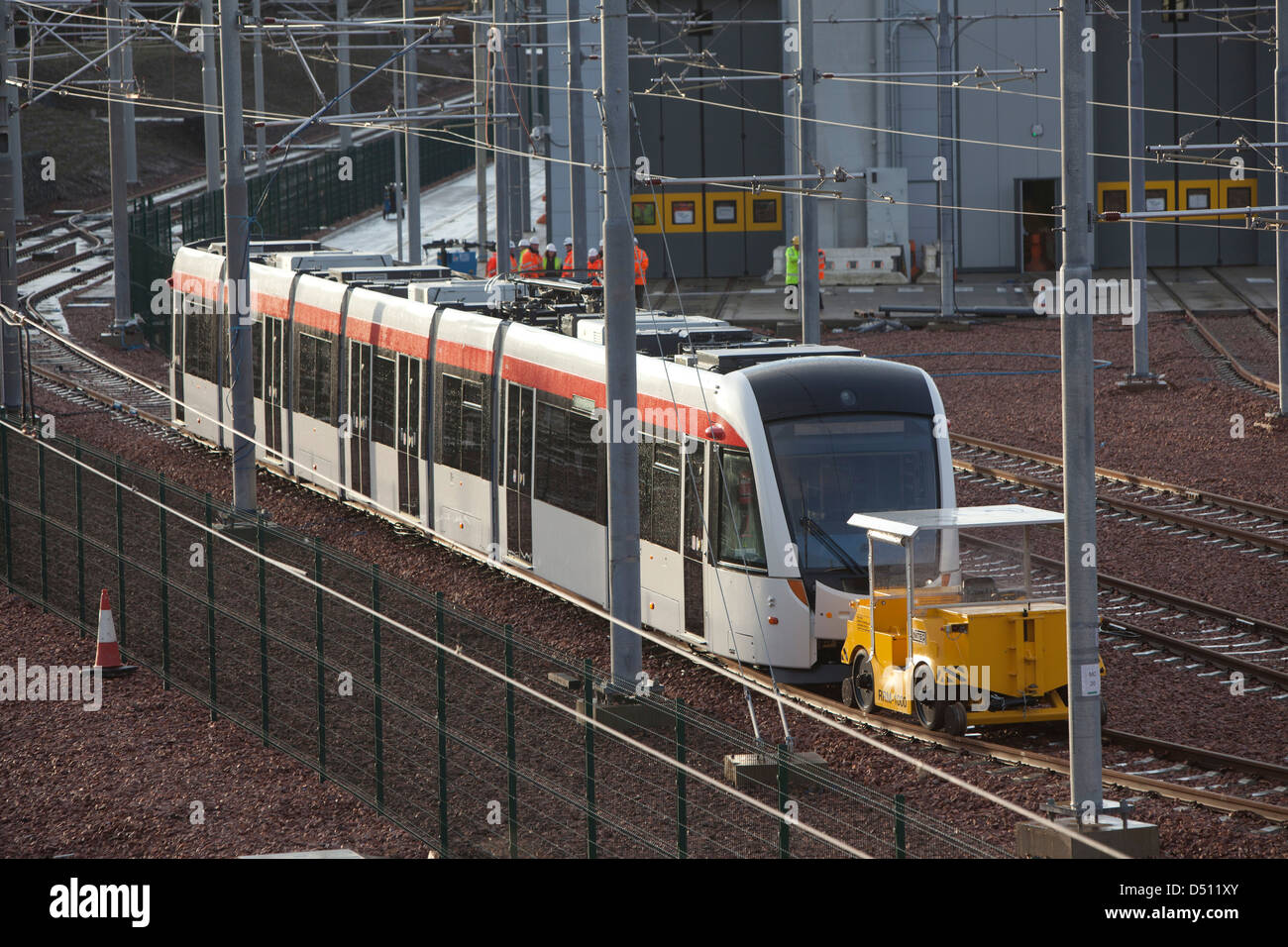 Edinburgh Trams at the Gogar tram depot Stock Photo - Alamy