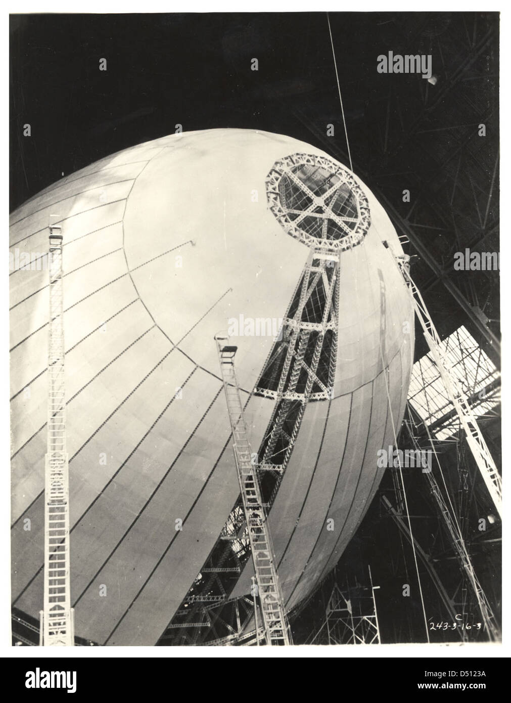 This 1933 photograph shows a dirigible hangar at Akron Fulton Airport ...