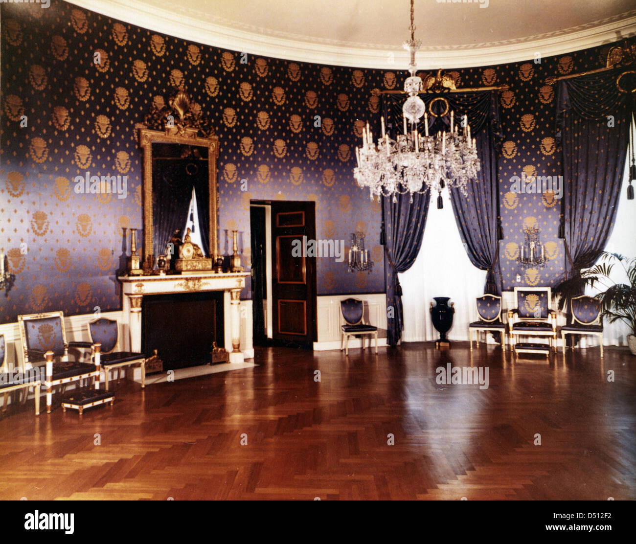 The Blue Room in the White House, photographed post-renovation on July ...