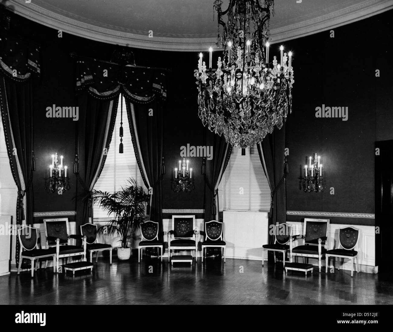A photograph of the Blue Room in the White House, captured on November ...