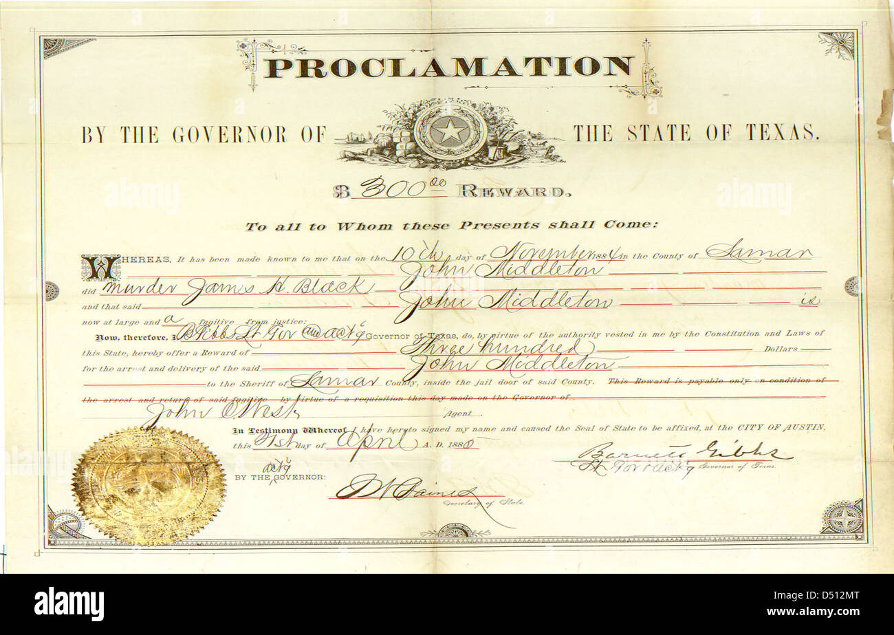 A historical proclamation by Acting Lieutenant Governor Barnett Gibbs ...