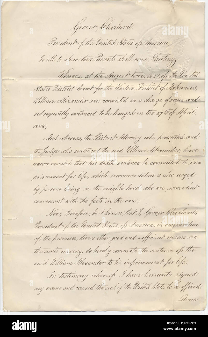 In 1888, President Grover Cleveland commuted the death sentence of ...