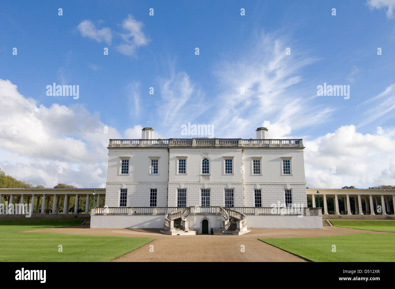 A photograph of the Queen's House in Greenwich, London, an iconic ...