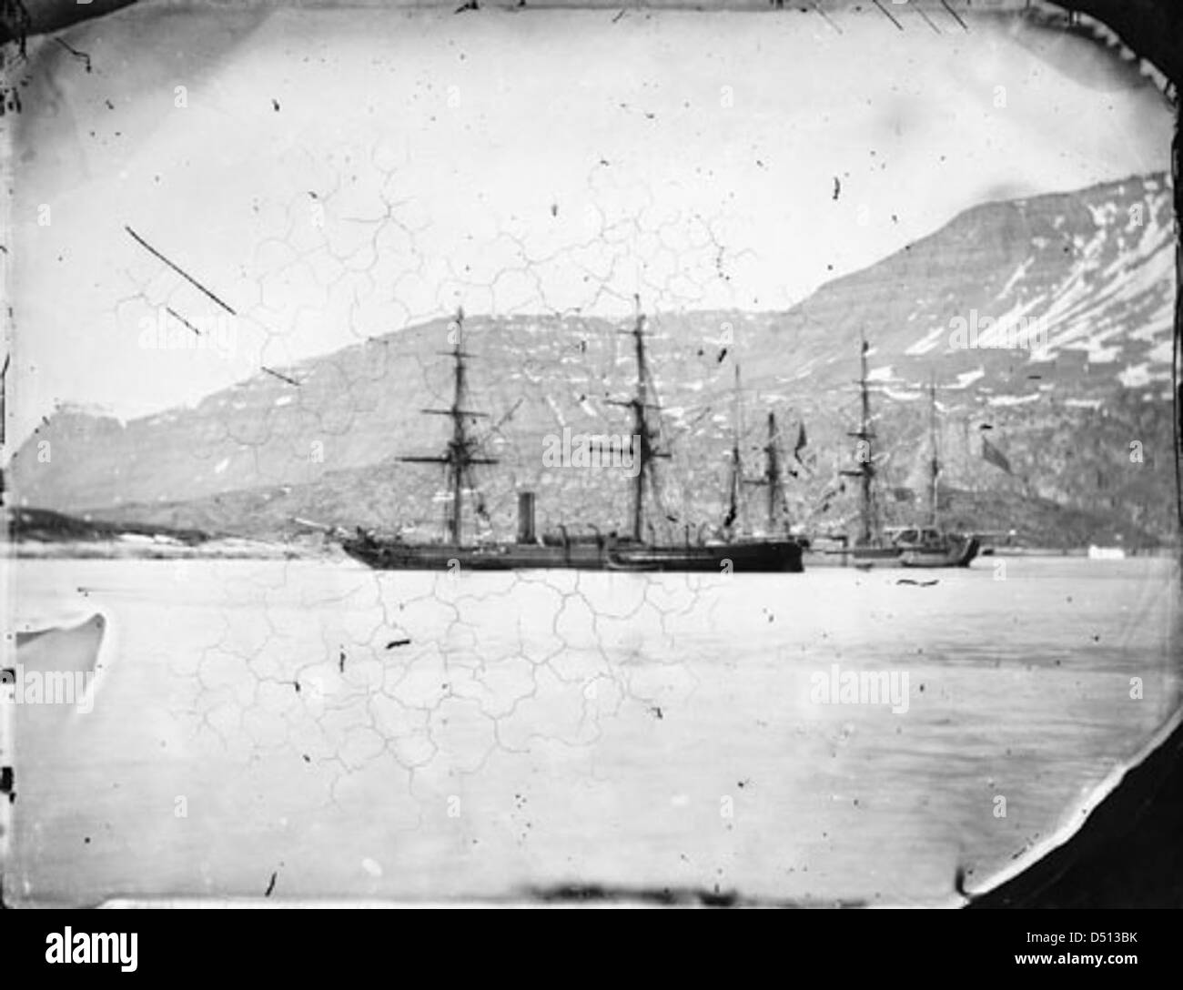 HMS 'Phoenix' (1832) and HMS 'Diligence' (1814) are anchored at Godhavn ...