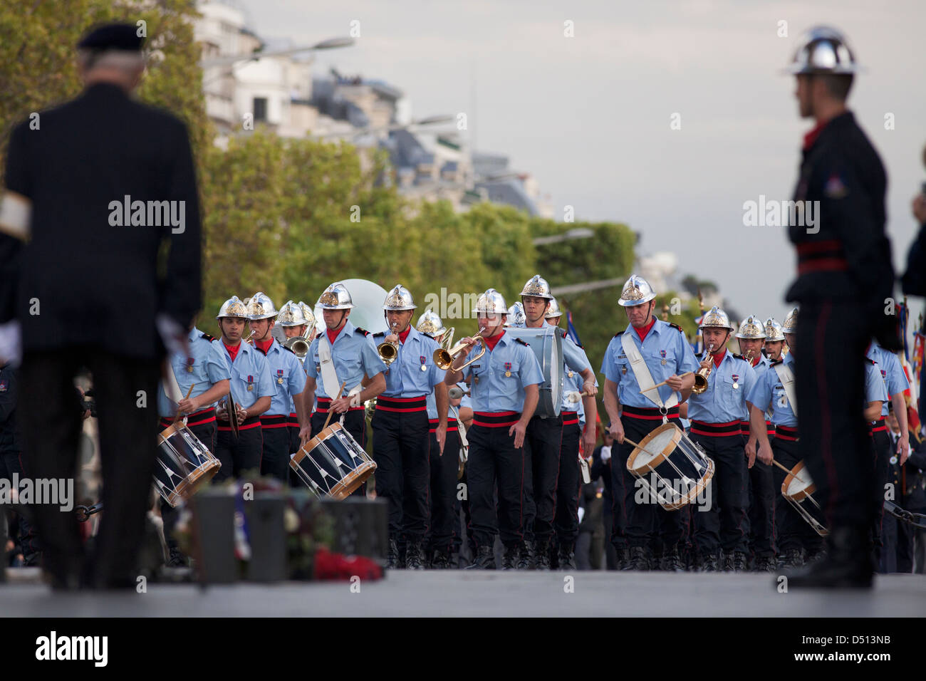 Parade of the Paris Fire Brigade - French Brigade des Sapeurs-Pompiers ...