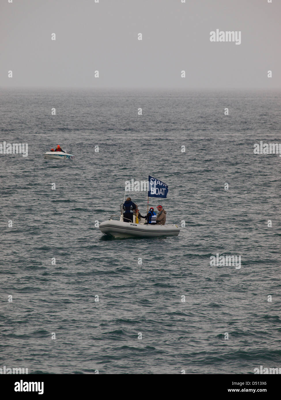 Start boat at sea Stock Photo - Alamy