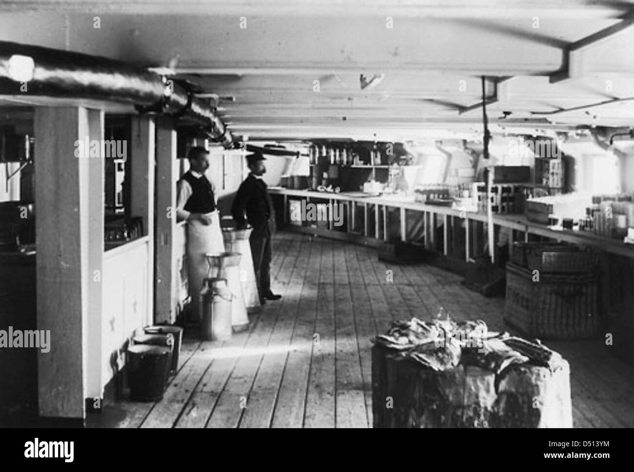 A photograph of the galley on the 'Endymion', a historical ship ...