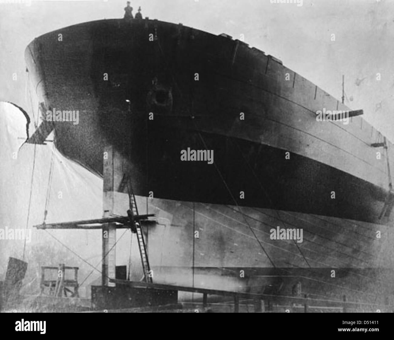 A photograph showing the construction of the 'Great Eastern', a ...