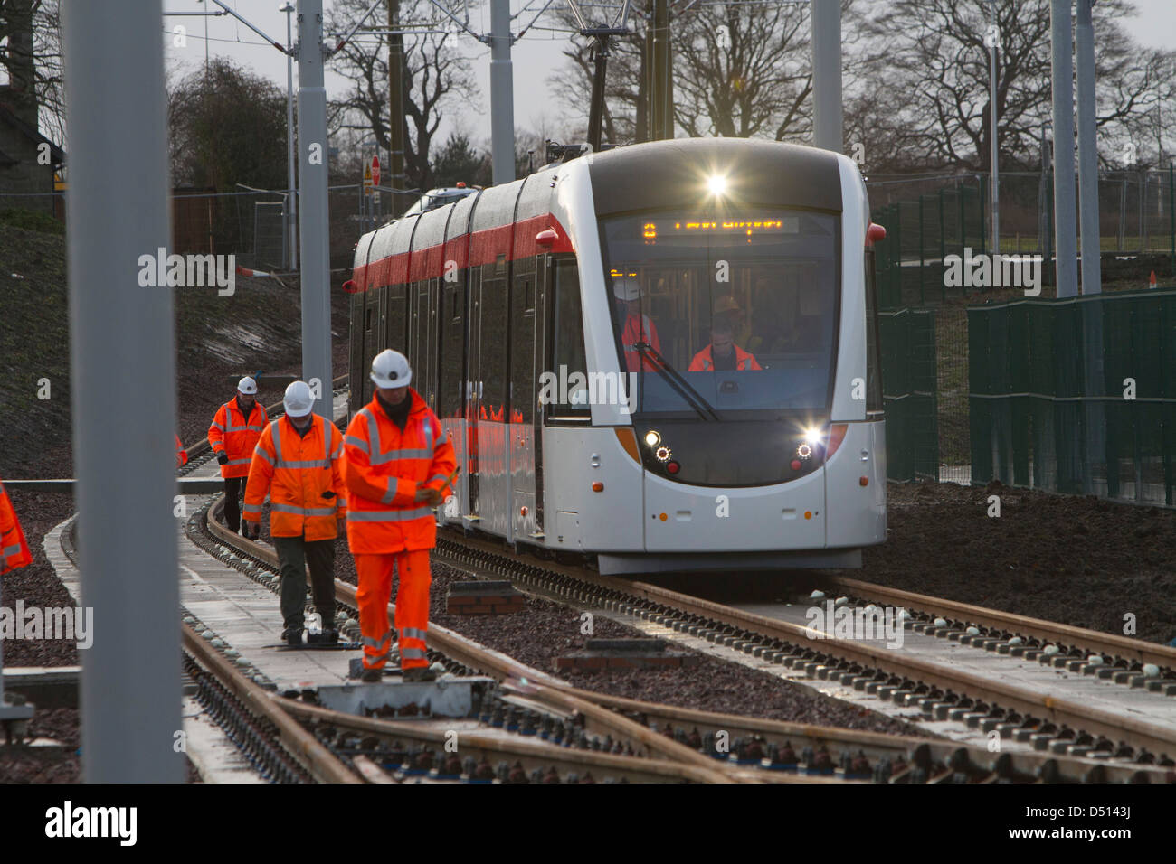 Edinburgh Trams at the Gogar tram depot Stock Photo - Alamy