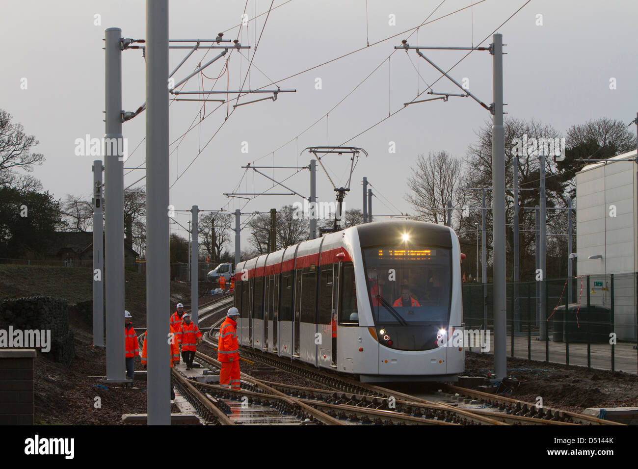 Edinburgh Trams at the Gogar tram depot Stock Photo - Alamy
