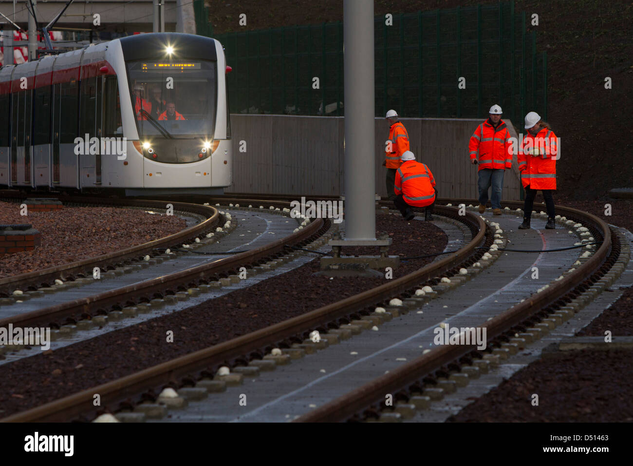 Edinburgh Trams at the Gogar tram depot Stock Photo - Alamy