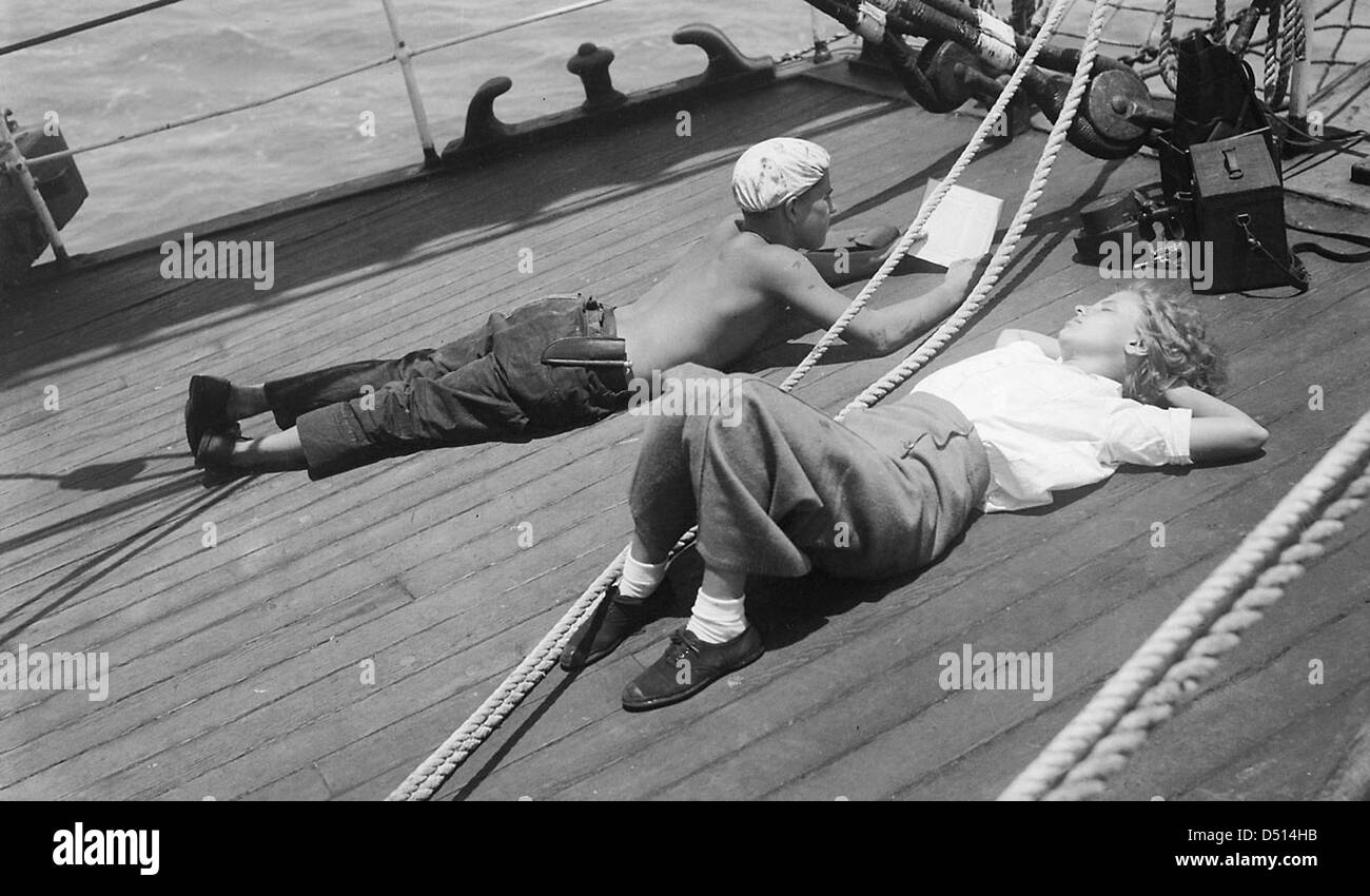 This photograph depicts the forecastle head of the 'Parma', a naval ...