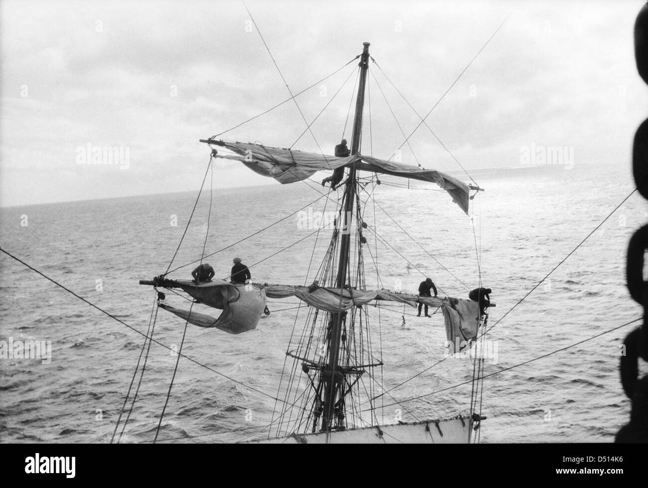 This photograph shows the view of the mizzen mast of the ship 'Grace ...
