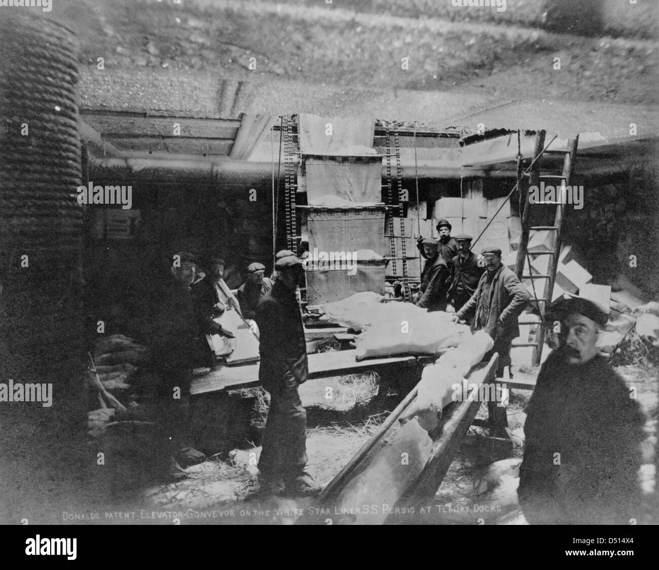 This image shows Donald's patent elevator-conveyor, installed on the ...