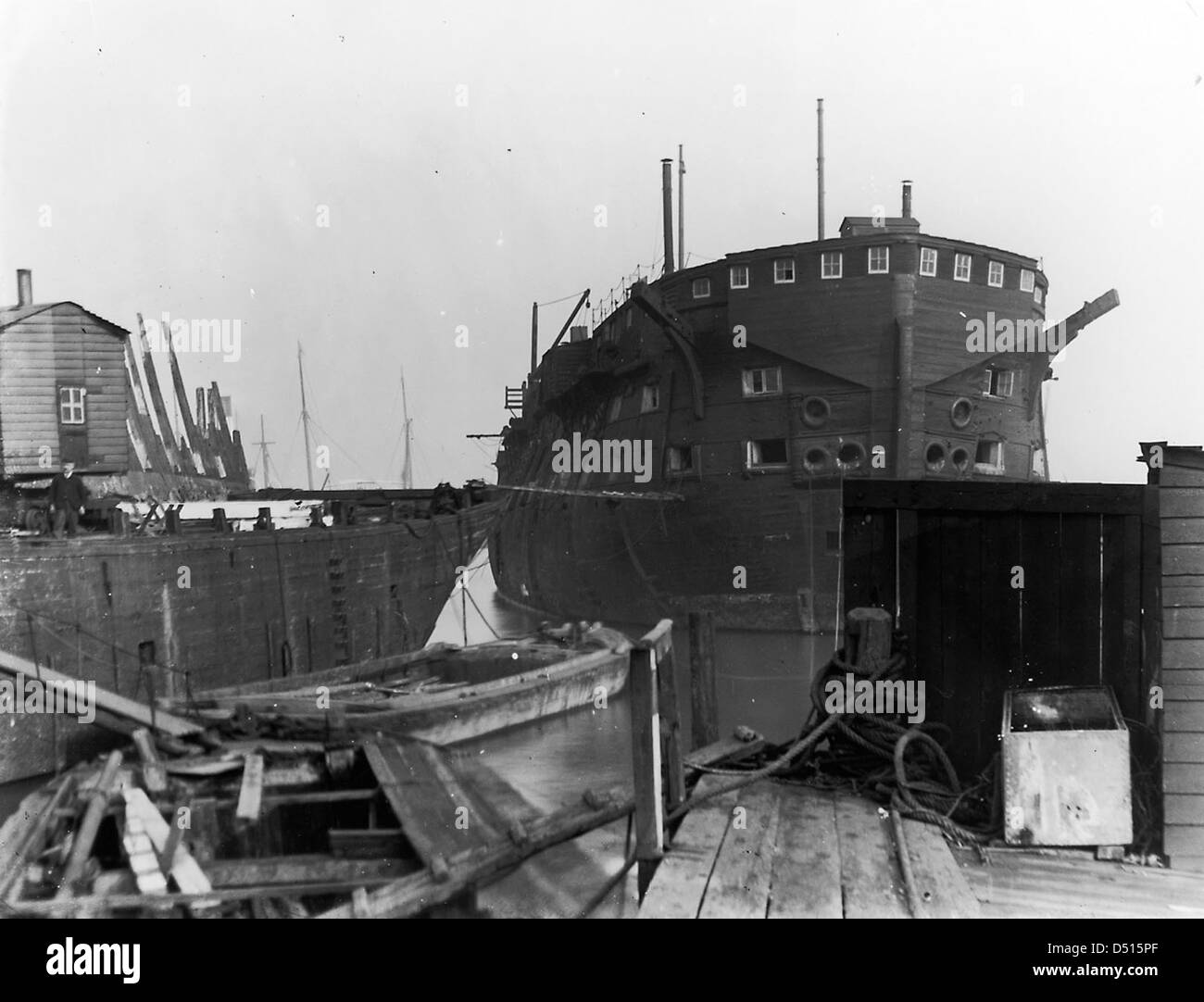 This photograph depicts the 'Hannibal' ship in Castle's Yard, Charlton ...