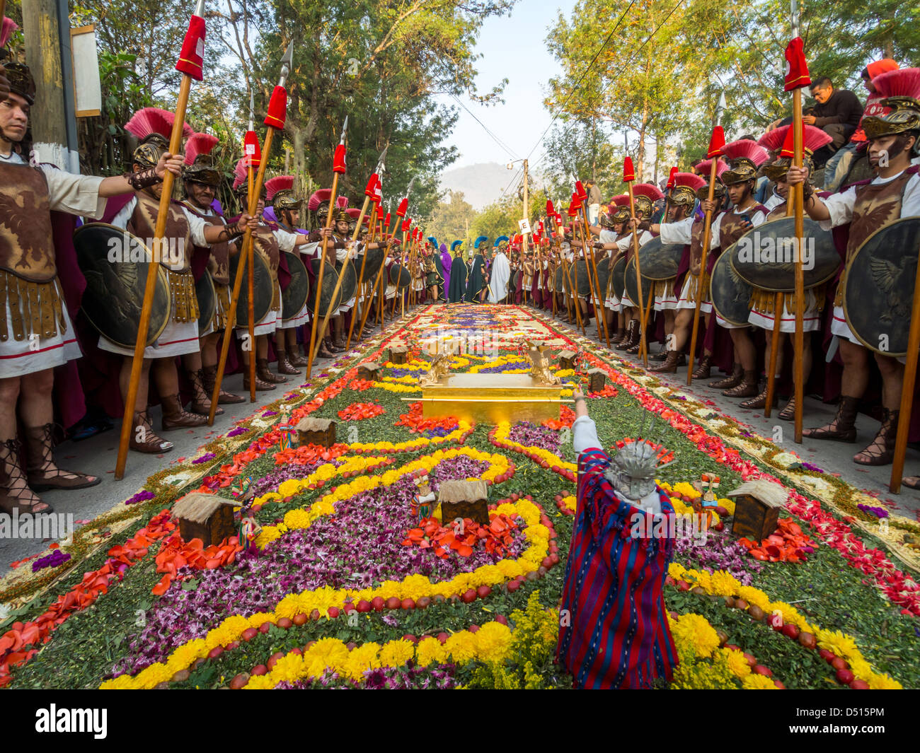 Roman guards line a traditional street carpet or "alfombra" during ...