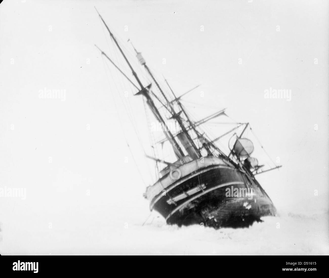 A powerful image of the 'Endurance' ship, heeled to port by the pack ...