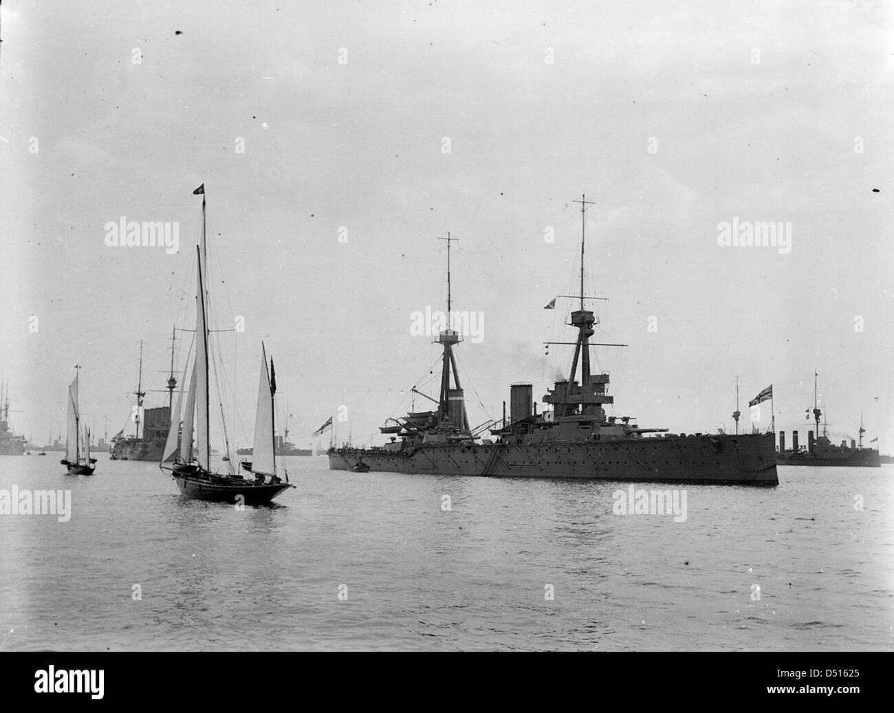 This general view captures the line of ships during the Naval Review at ...