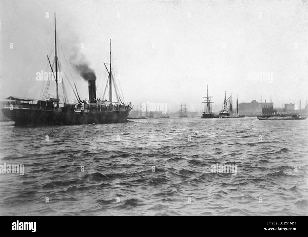 This photo captures the SS *Malvina*, a passenger ship, steaming up the ...