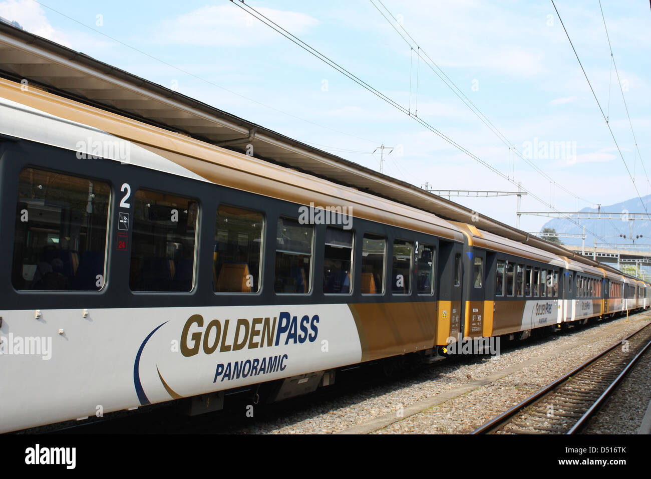 Golden pass panoramic train in Switzerland Stock Photo - Alamy
