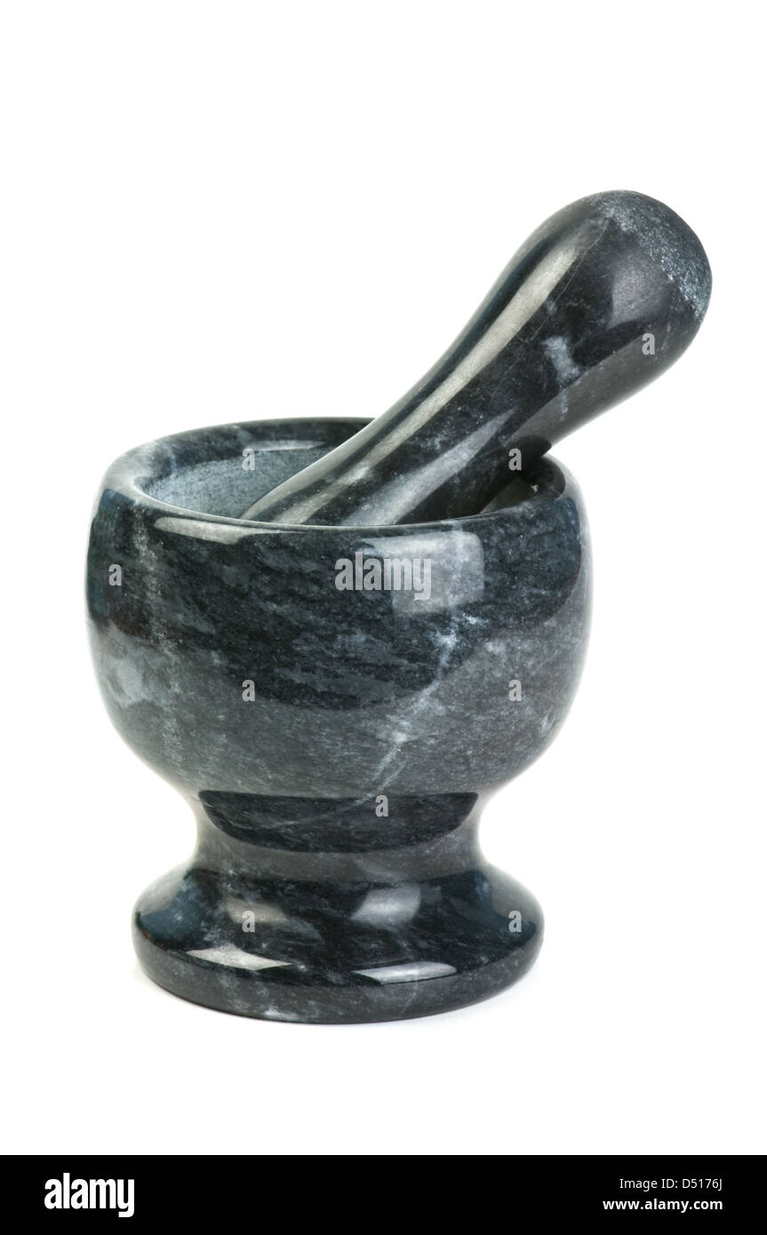 Marble mortar pestle spices Cut Out Stock Images & Pictures - Alamy