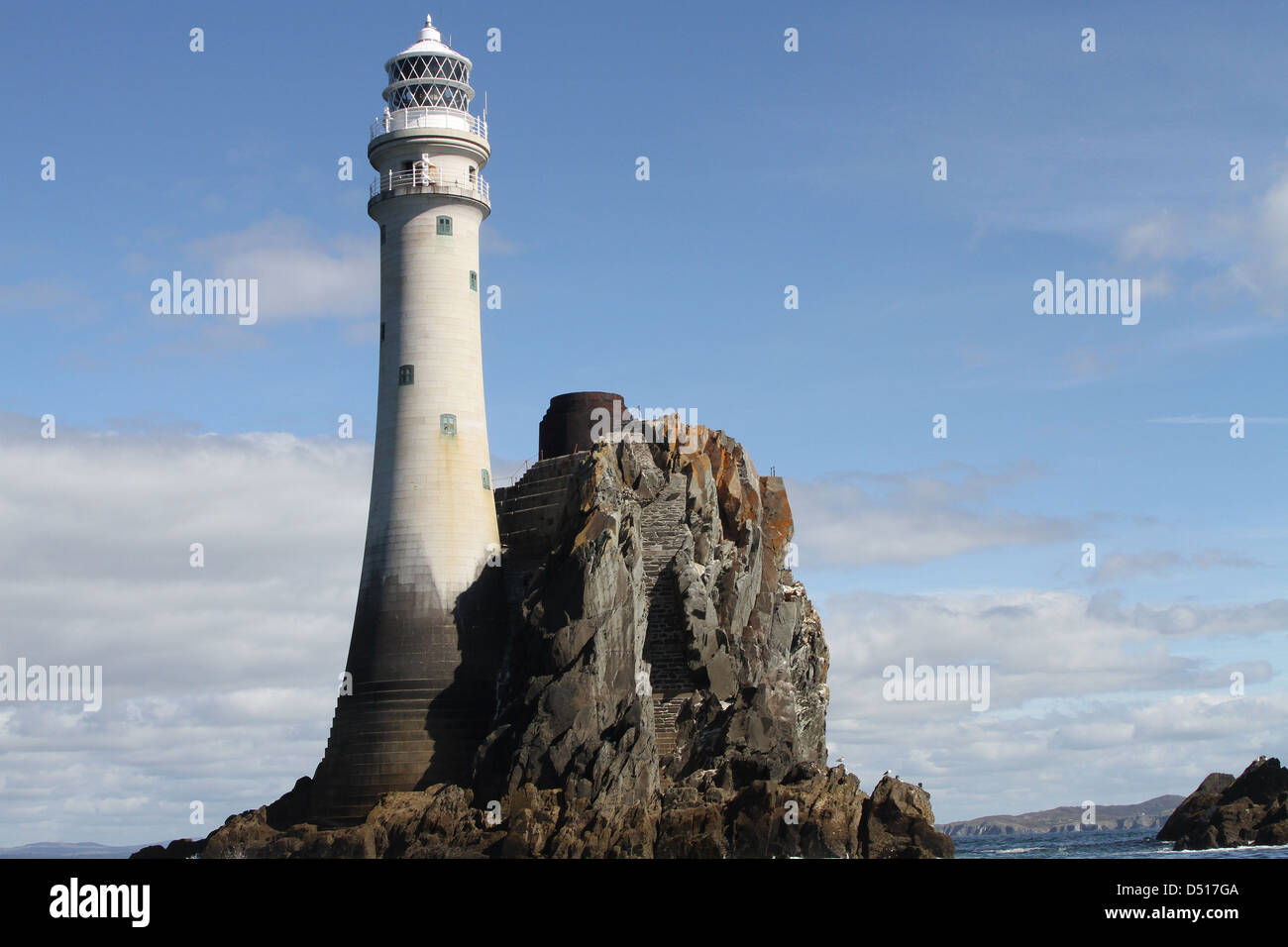 Fastnet Lighthouse,,Fastnet Rock, County Cork, Ireland shot from boat ...