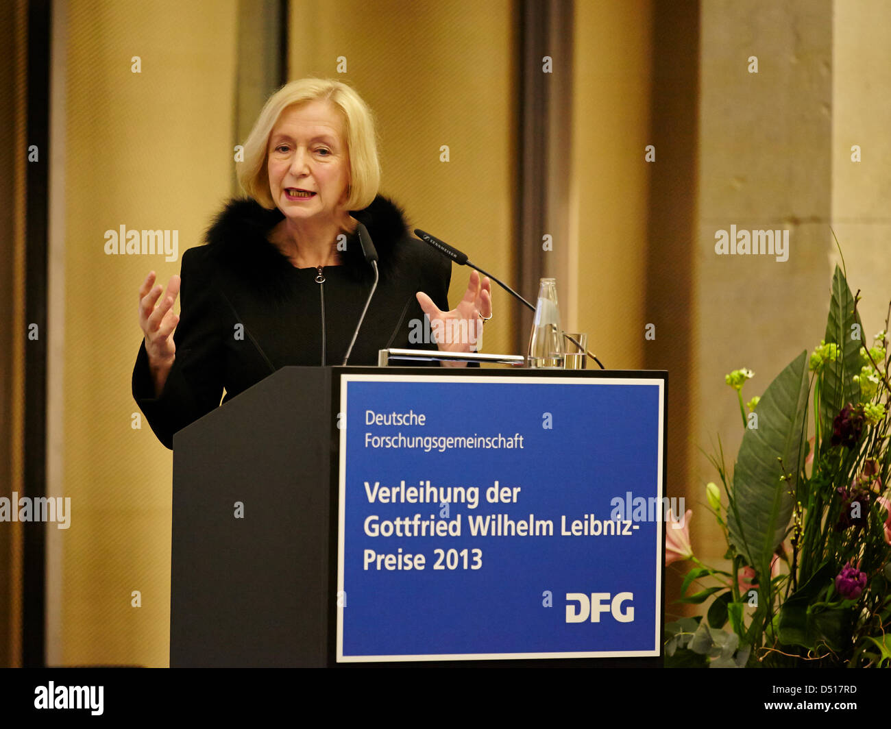 Johanna Wanka (CDU), Federal Minister of Education and Research, holds ...