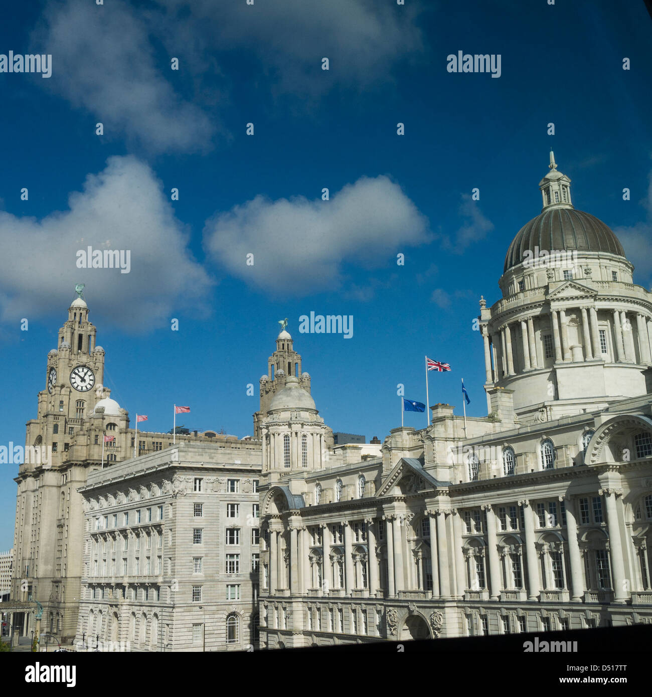 The Liver Building on the dockside in Liverpool in Merseyside England ...