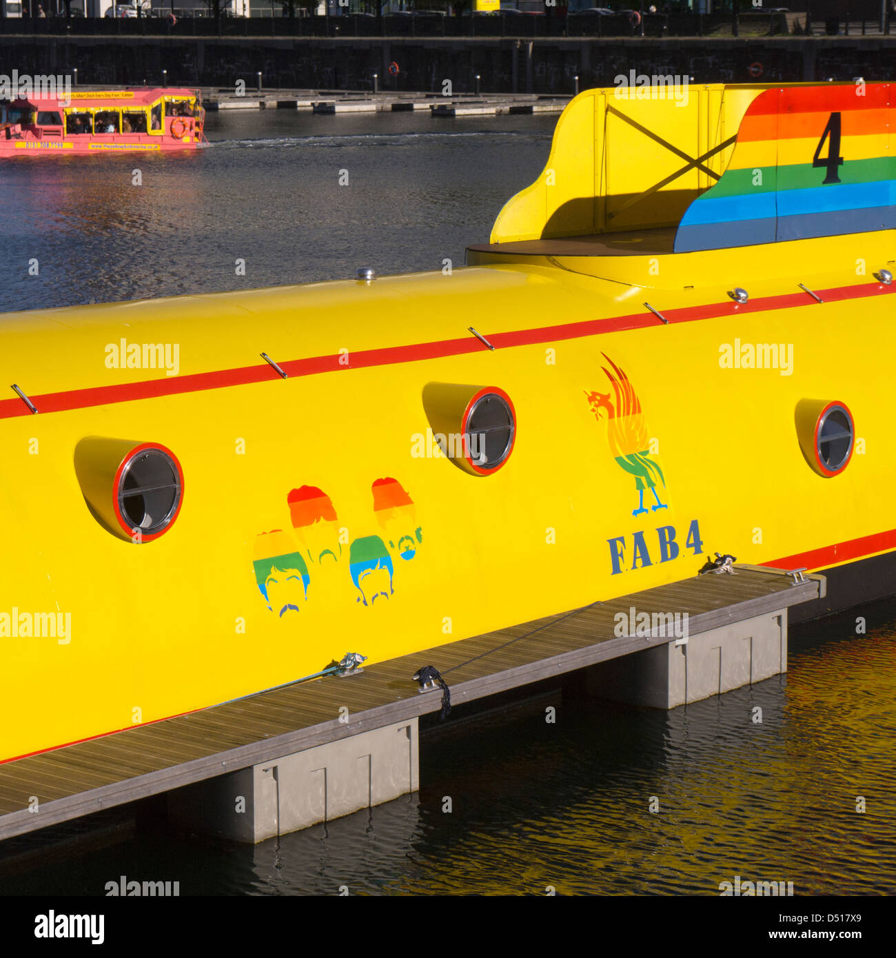 Beatles Yellow Submarine in the Albert Dock in Liverpool England Stock ...