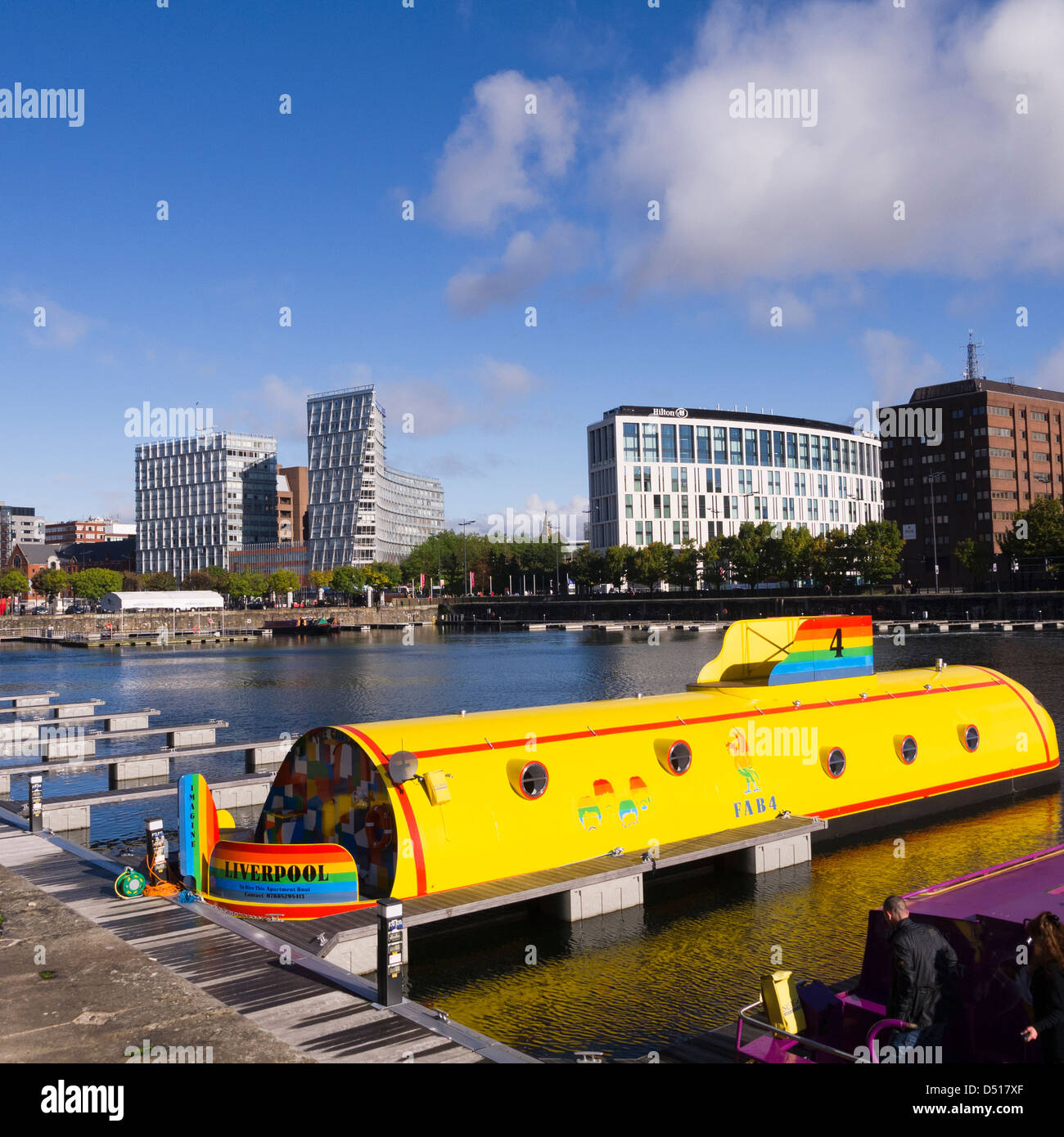 Beatles Yellow Submarine in the Albert Dock in Liverpool England Stock ...