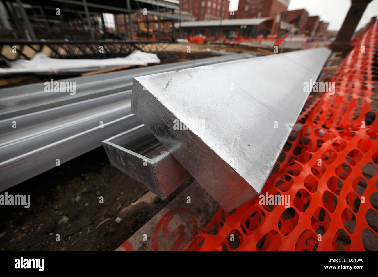 Stainless steel beam at construction site Stock Photo - Alamy