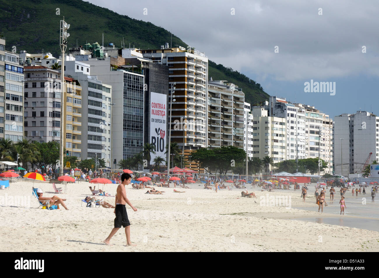 Beachgoers at Copacabana Beach Stock Photo - Alamy