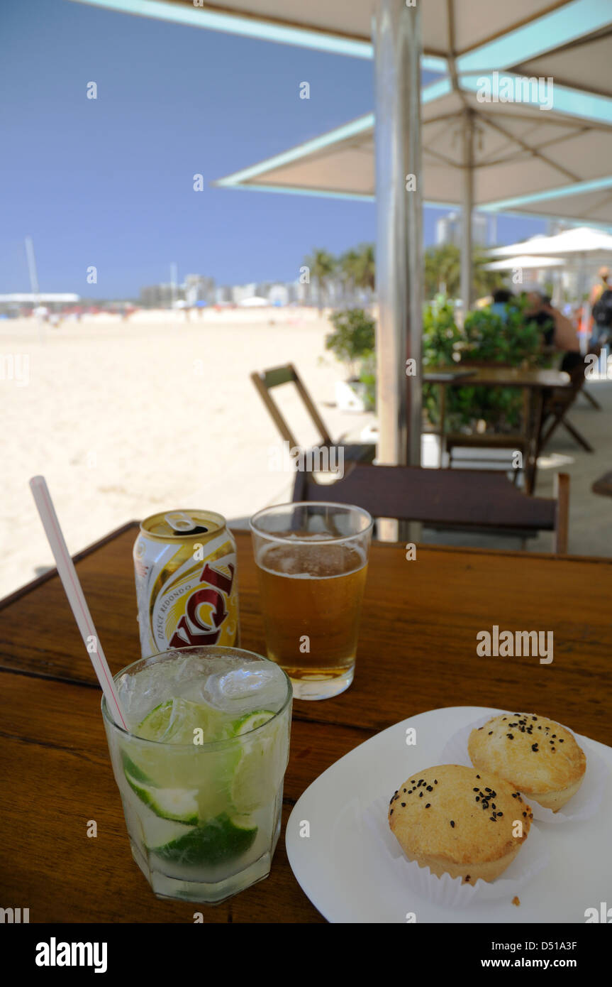 Caipirinha, Cold Beer, and Appetizer Pastries at Beachside Cafe at ...