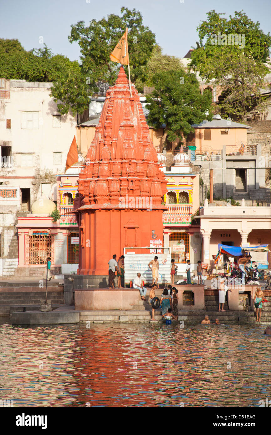 Temple at Shipra Ghat, Shipra River, Ujjain, Madhya Pradesh, India ...