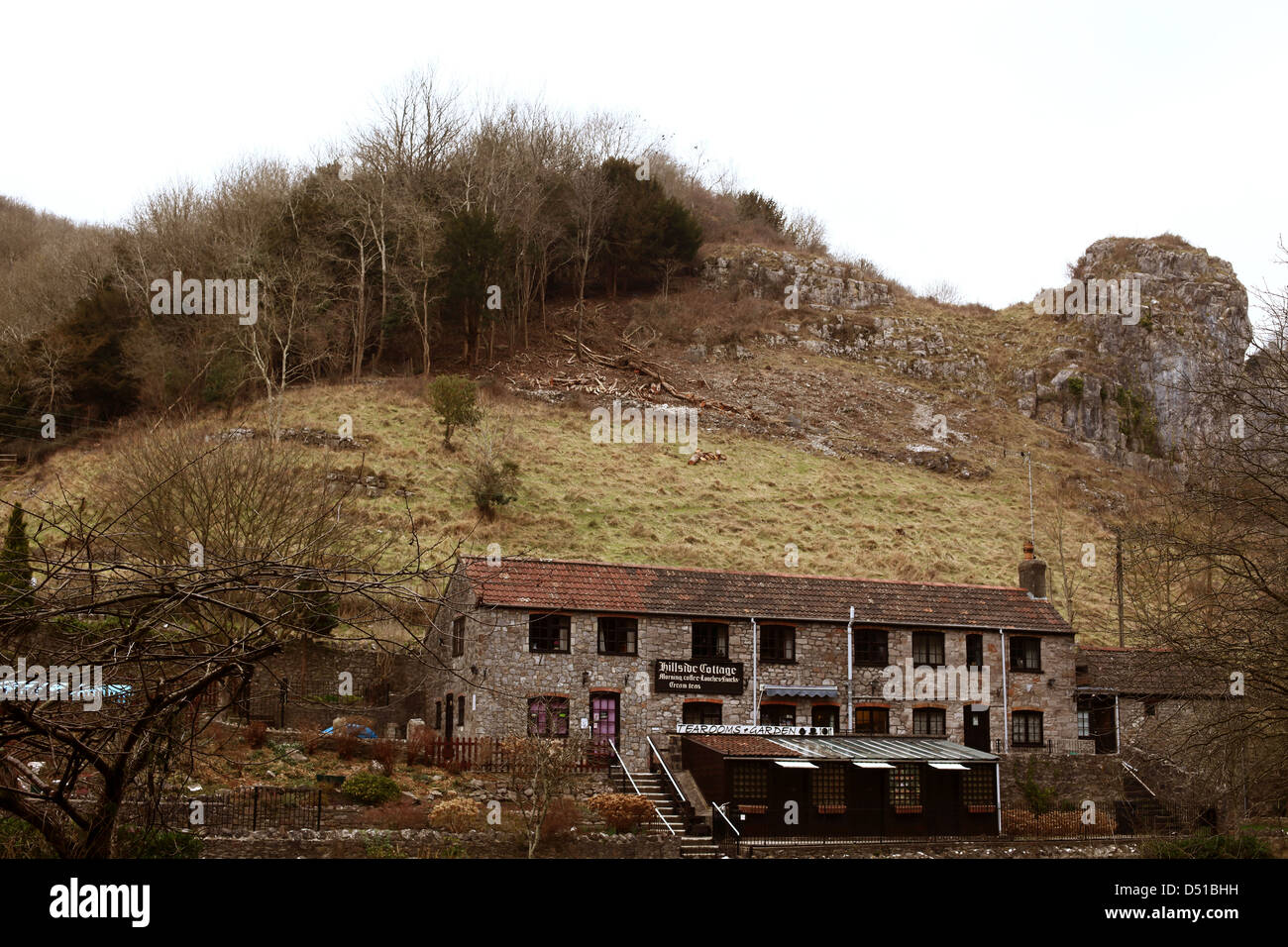 Hillside restaurant and cafe on the side of Cheddar gorge Stock Photo ...