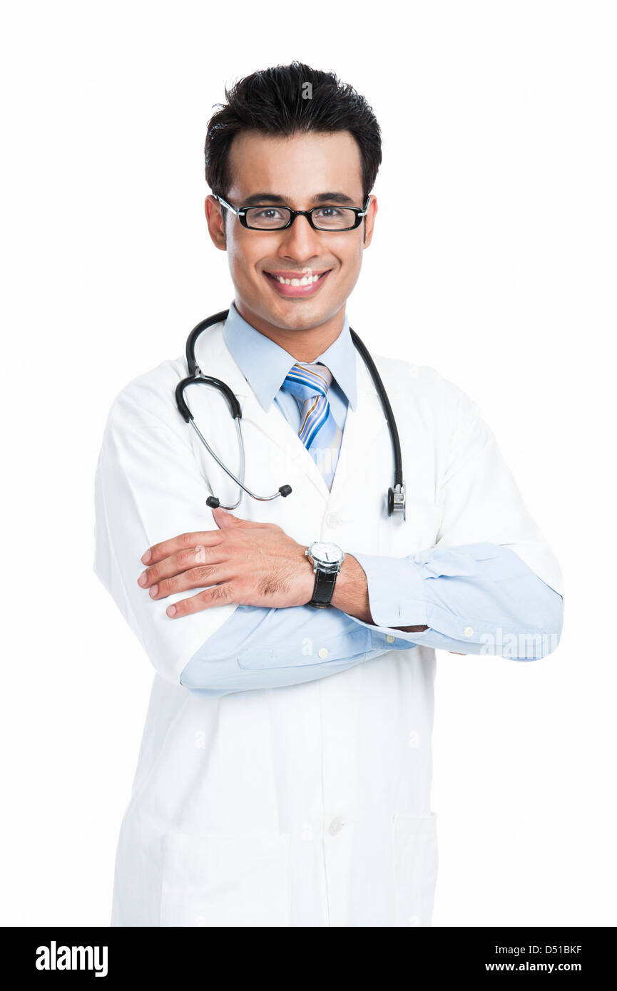 Young male doctor stethoscope smiling Cut Out Stock Images & Pictures ...