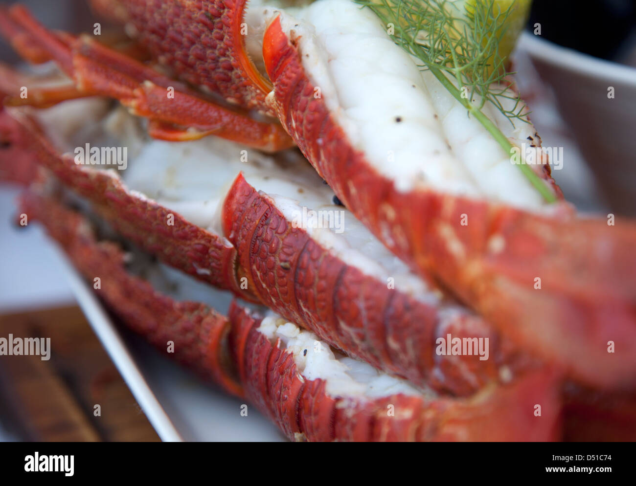 Cape Cuisine - Seafood Platter Lobster tails - South Africa Stock Photo ...