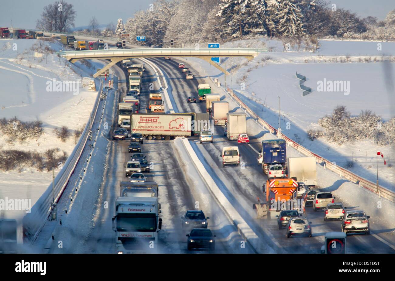 A lorry has crashed through the central crash barrier at the motorway ...
